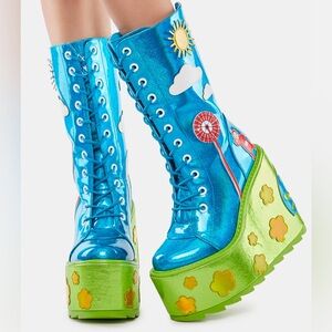 YRU | Shoes | X Teletubbies Dune Laceup Boots Never Wornyru Green And ...